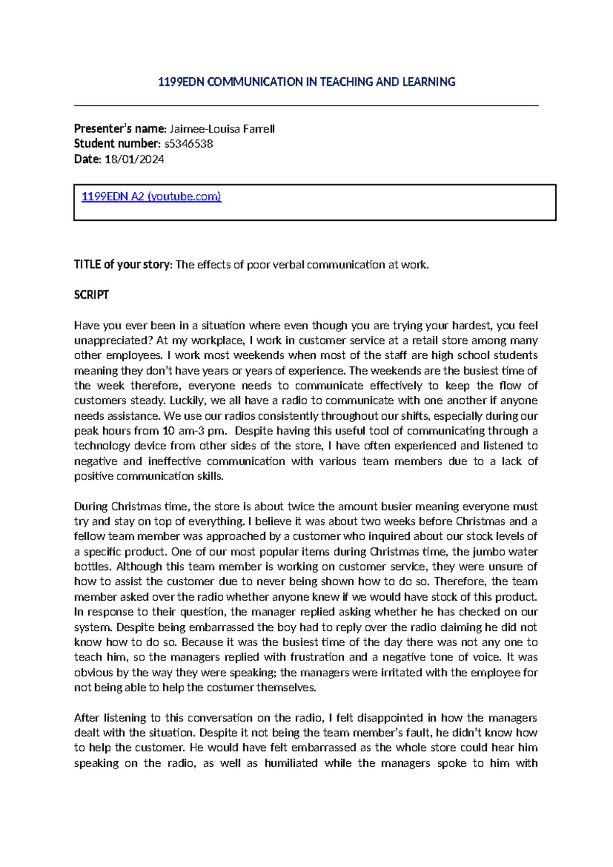 1199EDN A2: The Impact of Poor Verbal Communication in the Workplace ...