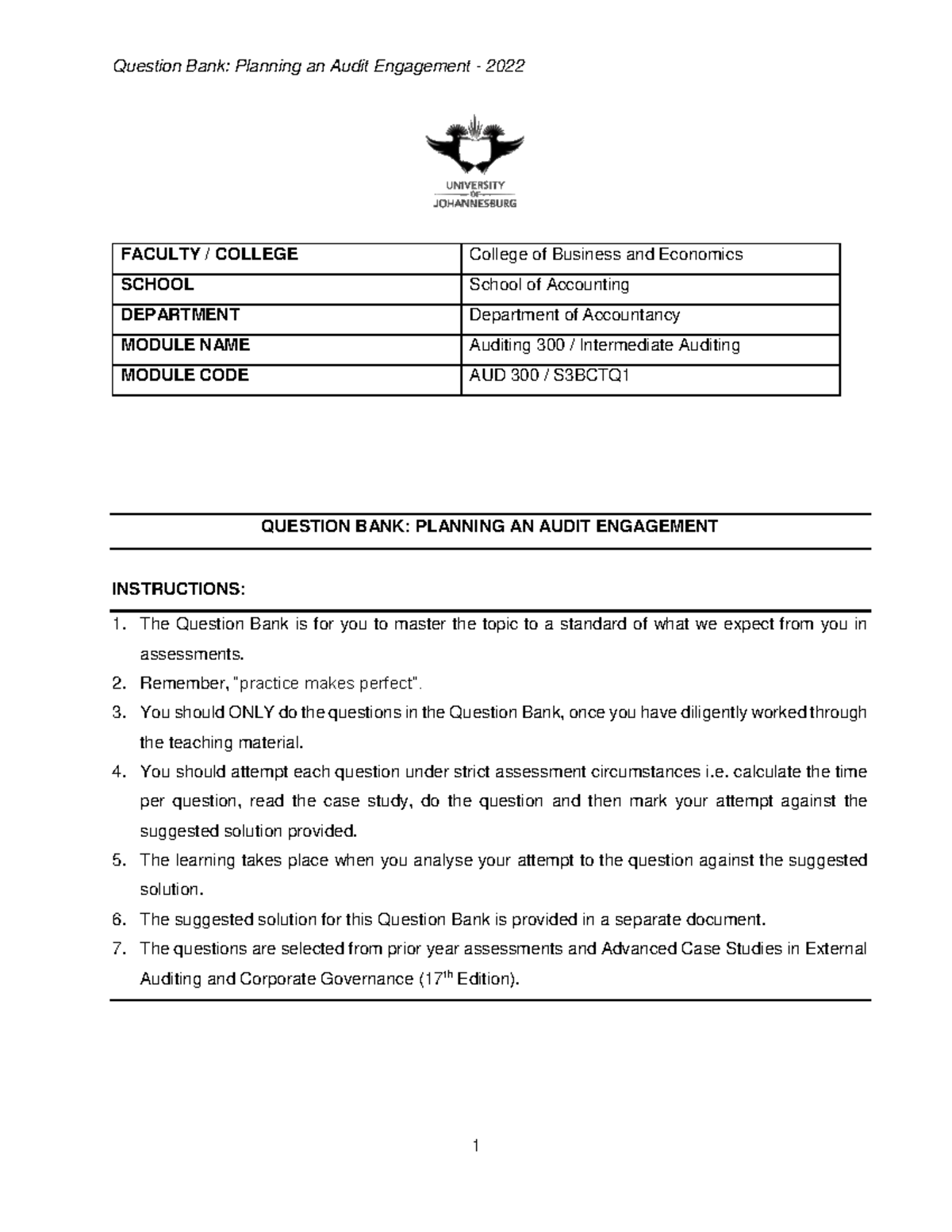 Auditing 300: Planning Questions for Exam Success - Practice Qs - Studocu