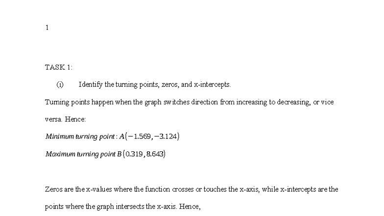 Math Assignment Unit 4: Turning Points, Asymptotes, and Volume ...