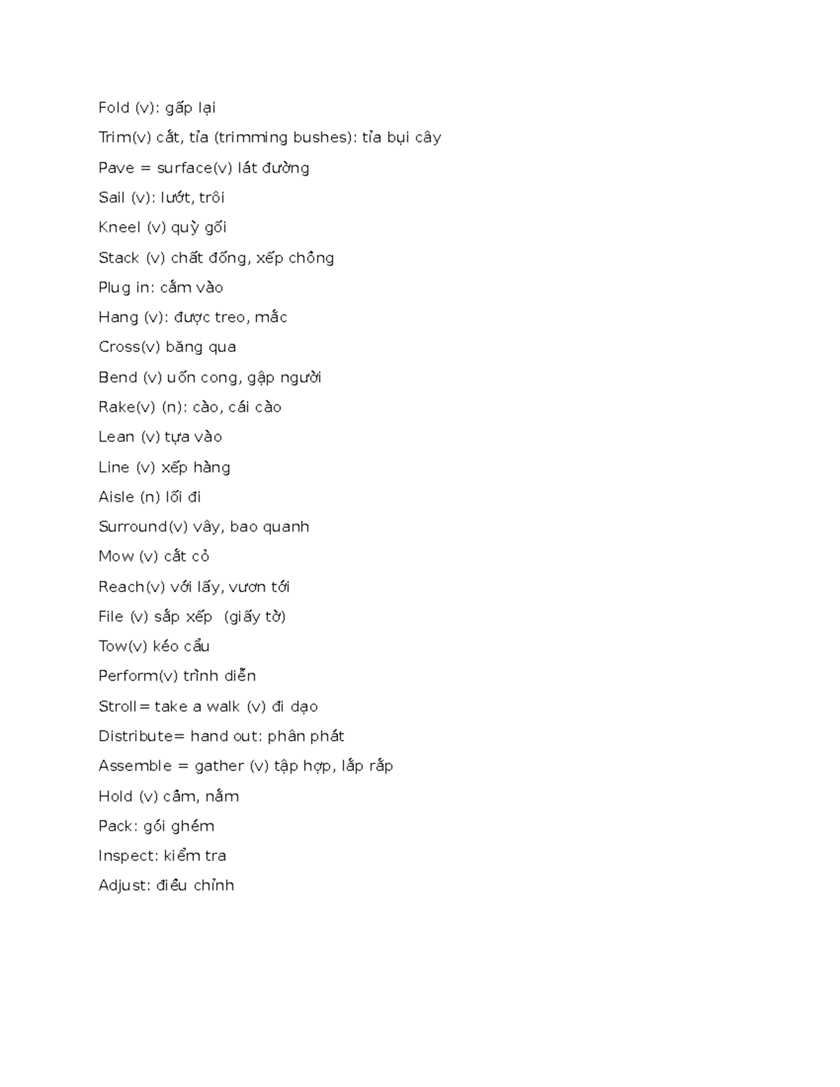 Toeic Vocabulary Study: Verbs and Their Meanings (vvvb) - Studocu