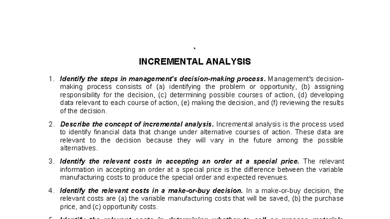 Differential Analysis for Decision-Making: HO-Differential - Studocu