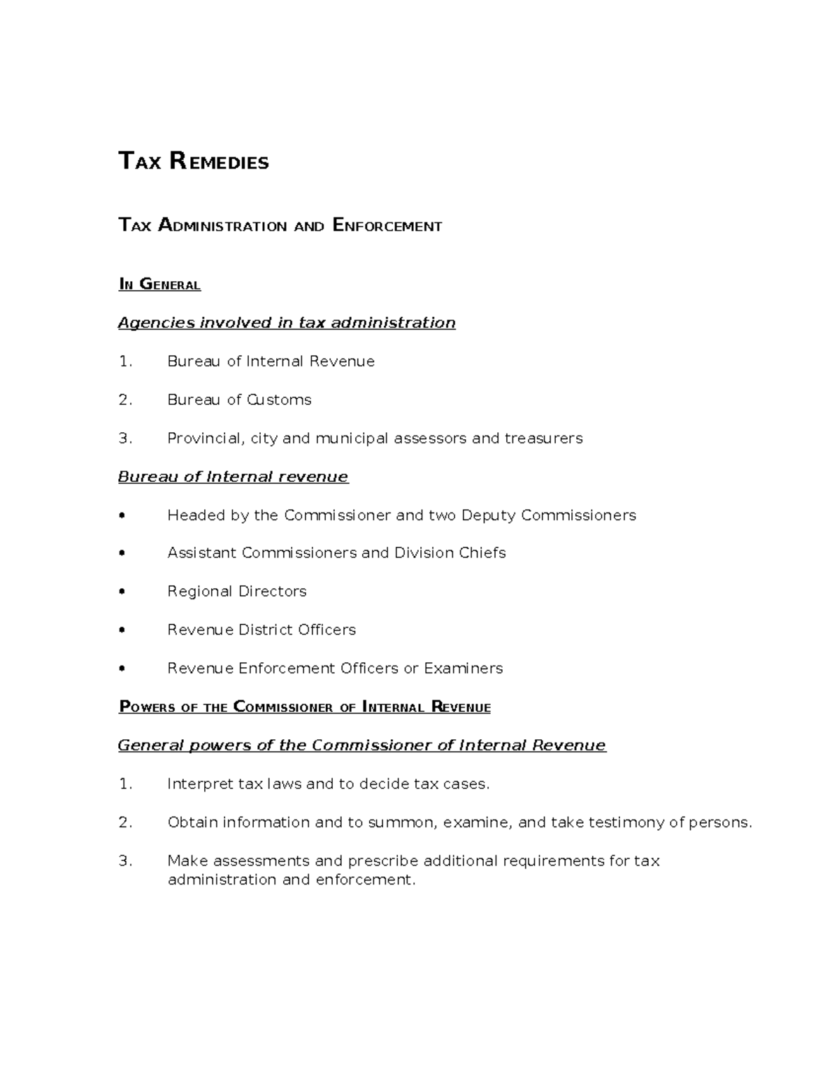 Tax Remedies and Administration Overview for Tax Law 101 - Studocu