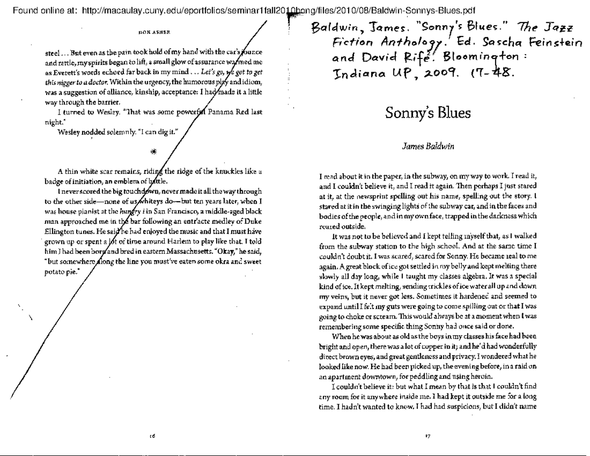 James Baldwin's "Sonny's Blues": Insights and Themes Analysis - Studocu