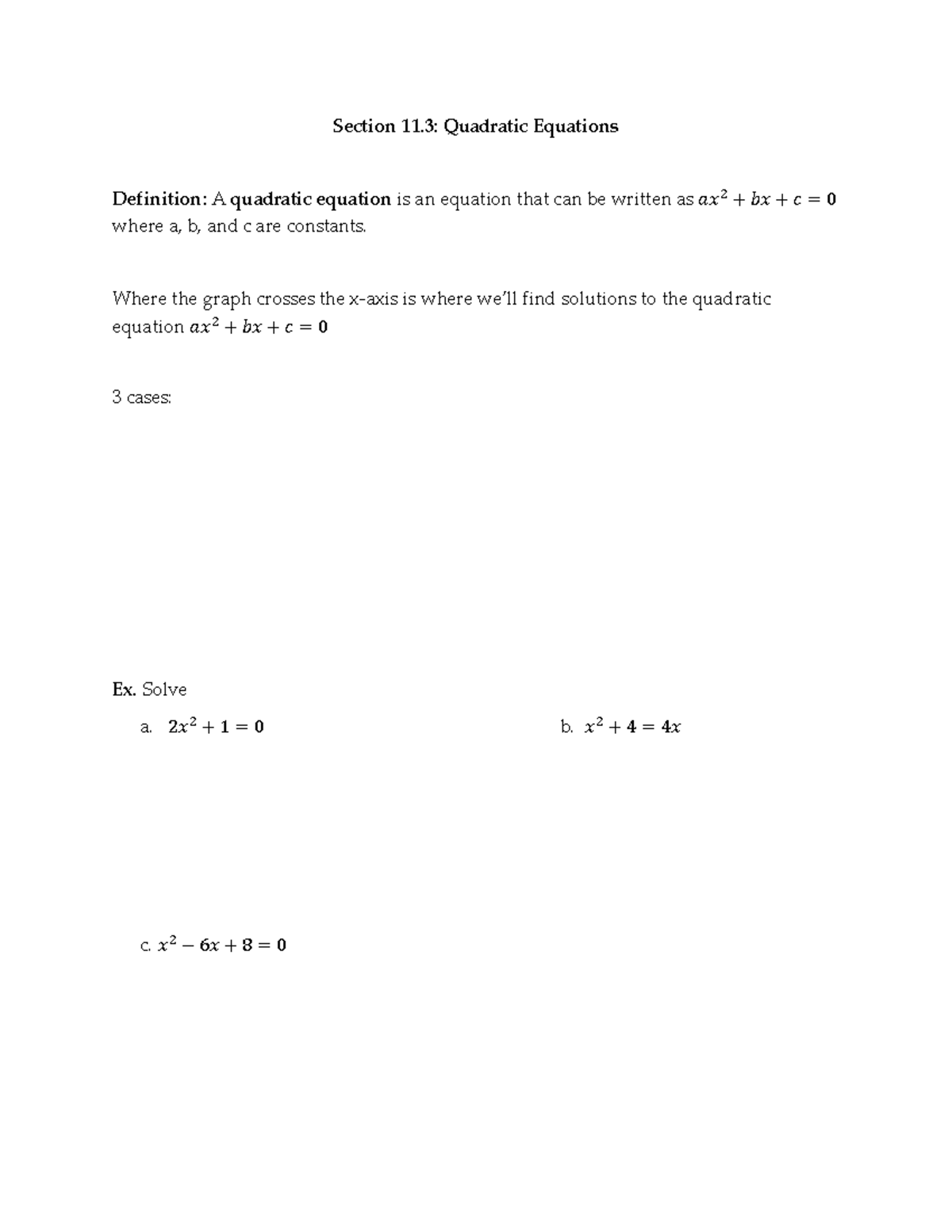 Lecture Notes: Quadratic Equations and Solutions - Studocu
