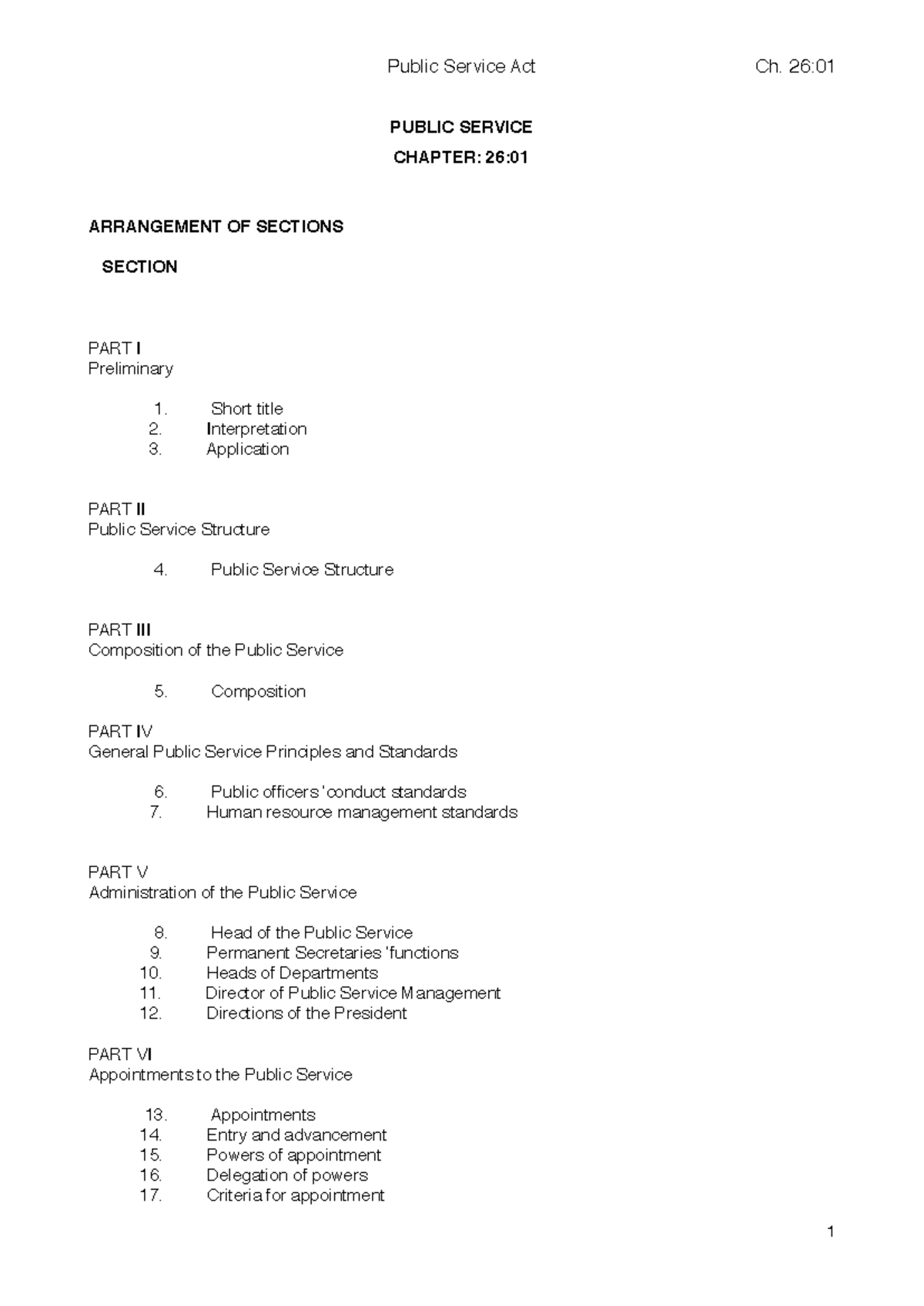 Public Service Act of Botswana: Key Provisions and Structure - Studocu