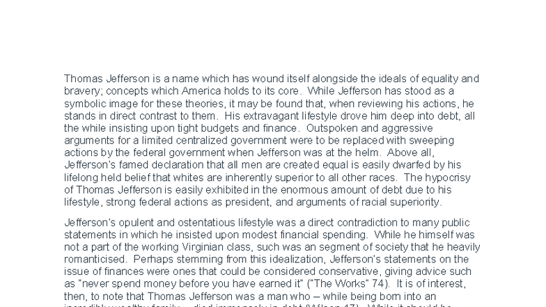 Hypocrisy of Thomas Jefferson: Financial Excess & Racial Inequality ...