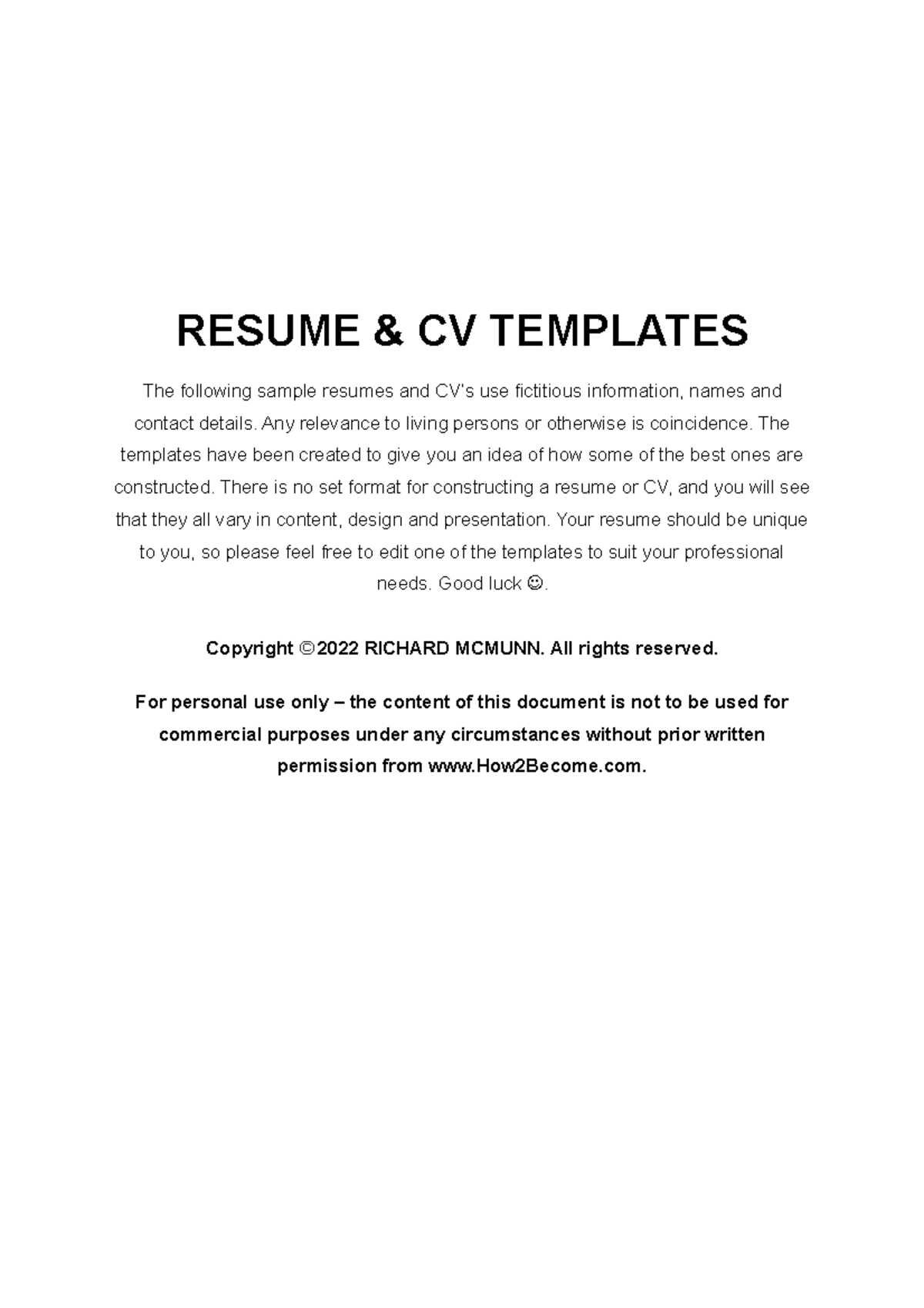 7 - Resume & CV Templates for Job Seekers - qmvnme - Studocu