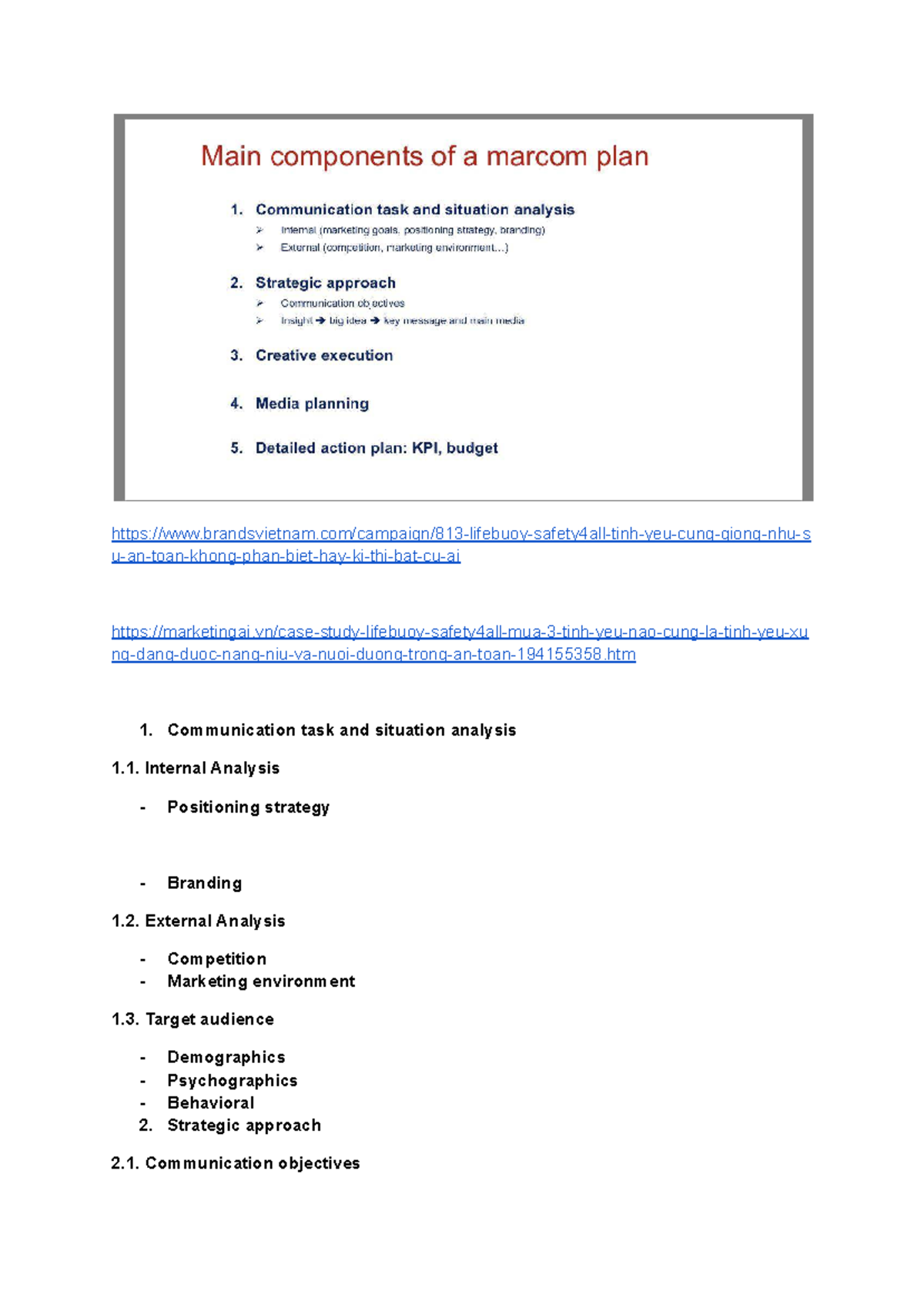 BVN IMC - Lifebuoy Safety4All Campaign Analysis and Strategy - Studocu