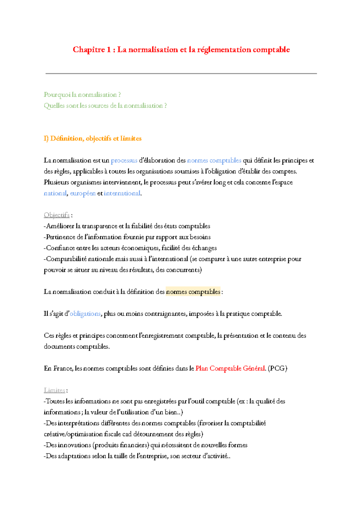 L1 Comptabilité : Chapitre 1 - Normalisation et Réglementation ...