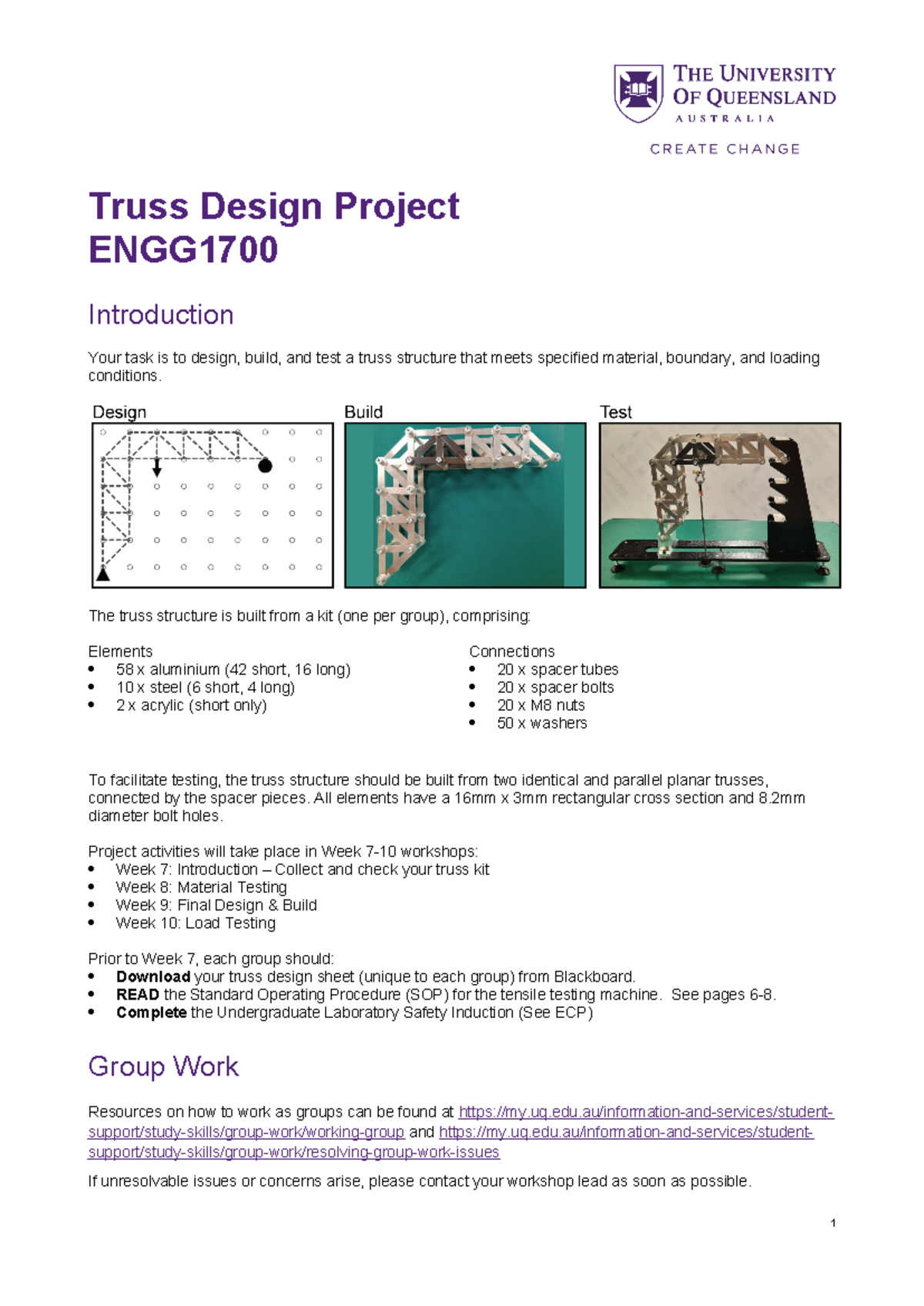 ENGG1700 Truss Design Project Overview and Guidelines - Studocu