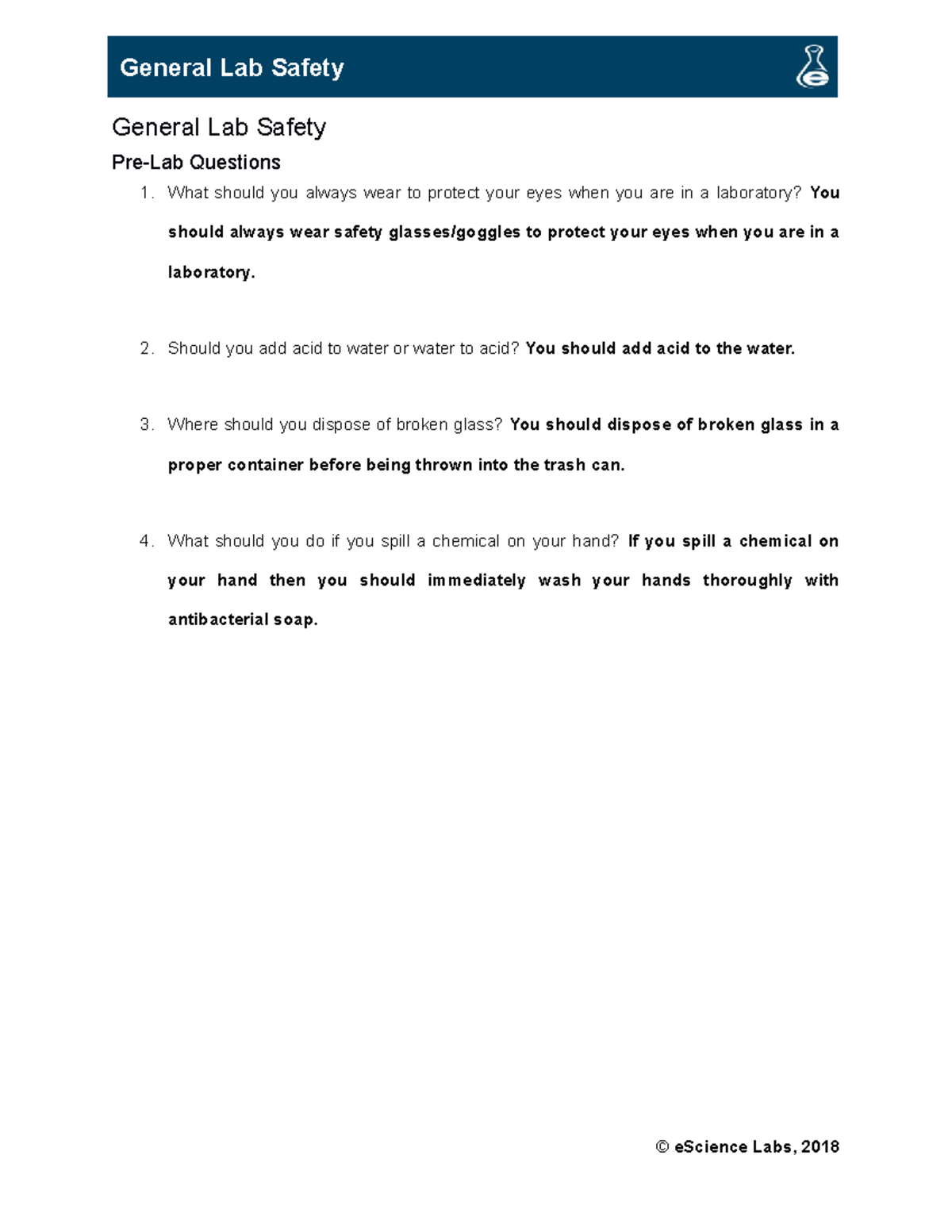 IB 1108 L02 Gen Lab Safety - General Lab Safety Pre-Lab Questions What ...