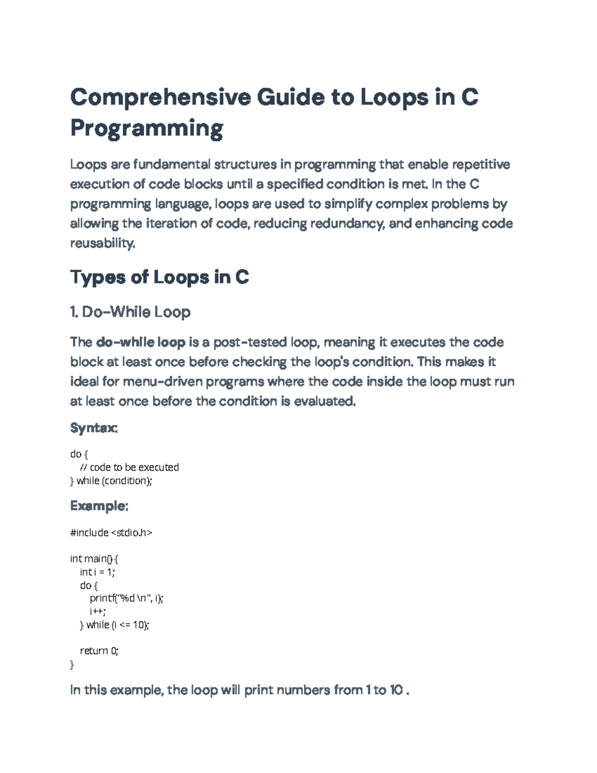 Comprehensive Guide to Loops in C Programming - Comprehensive Guide to Loops in C Programming ...