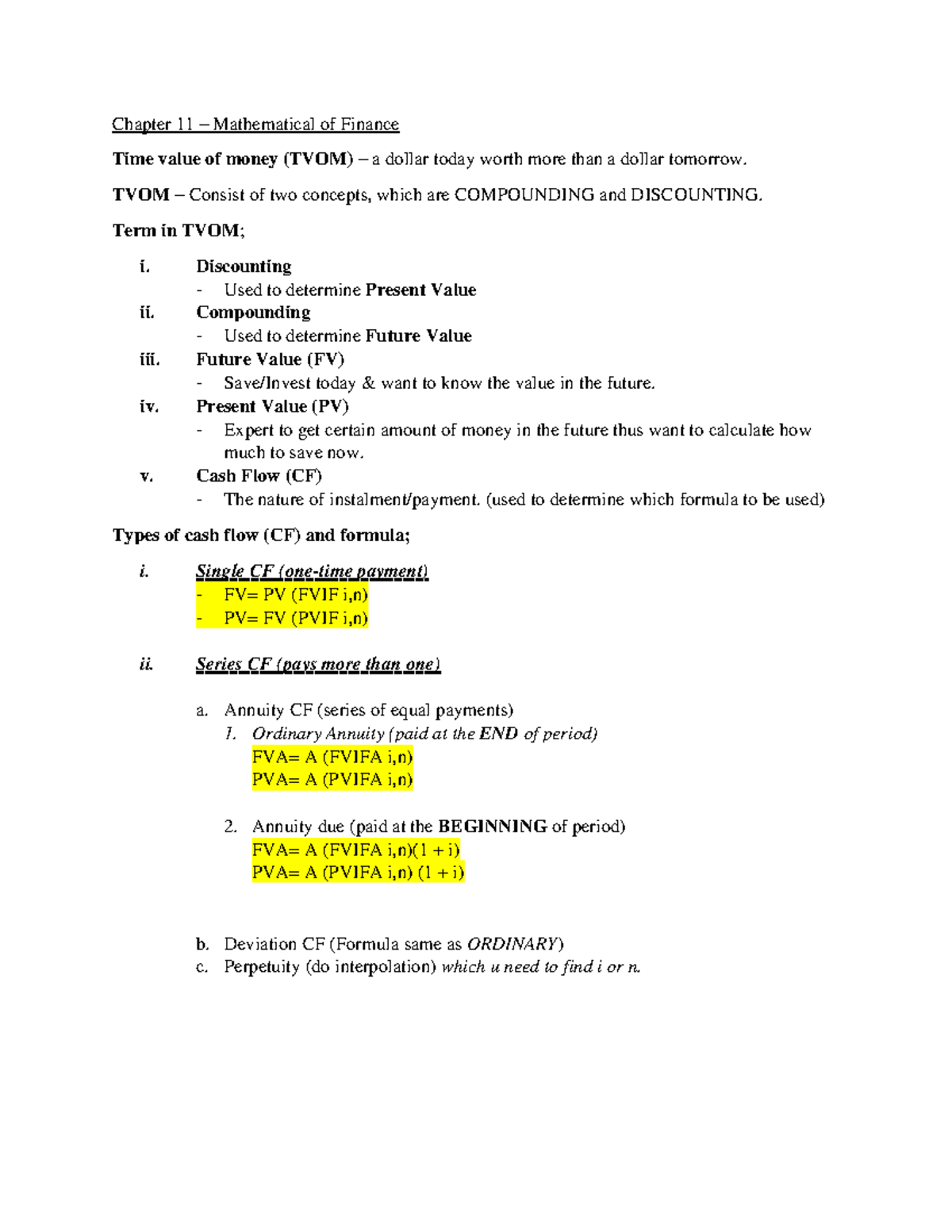 Chapter 11-fin242 - Finance - Chapter 11 – Mathematical of Finance Time ...