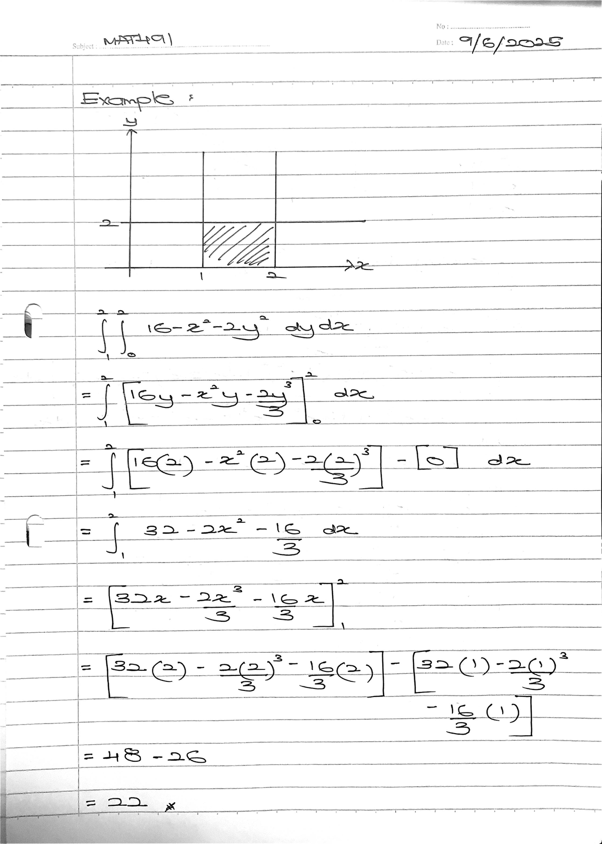 Exercise on Double Integrals for MAT491 - Studocu