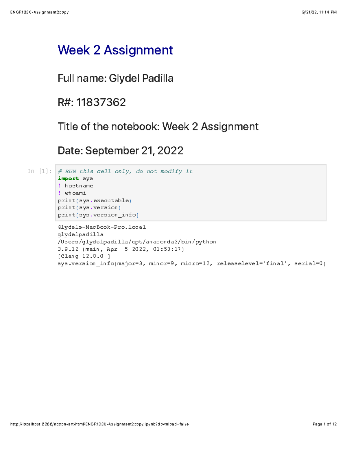 ENGR1330-Week 2 Assignment: Algorithm & Python Code Solutions - Studocu