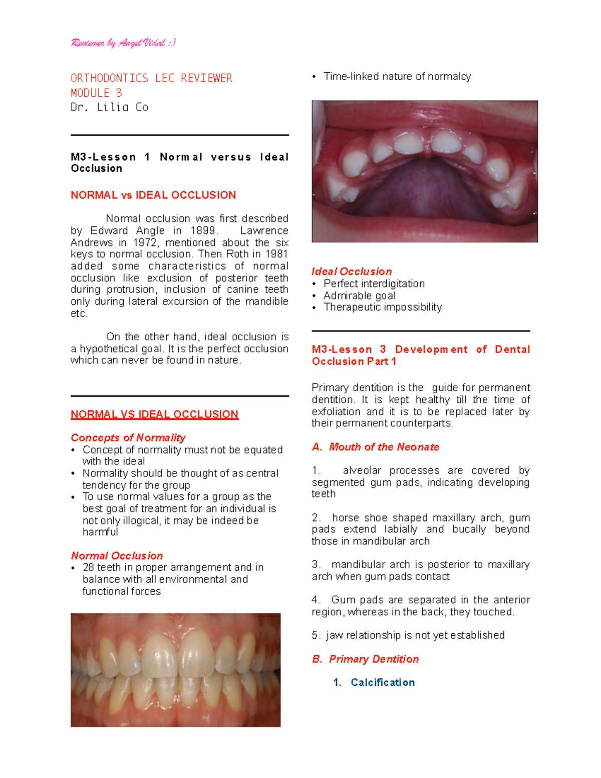 Permanent dentition ortho 1 doc co - ORTHODONTICS LEC REVIEWER MODULE 3 ...