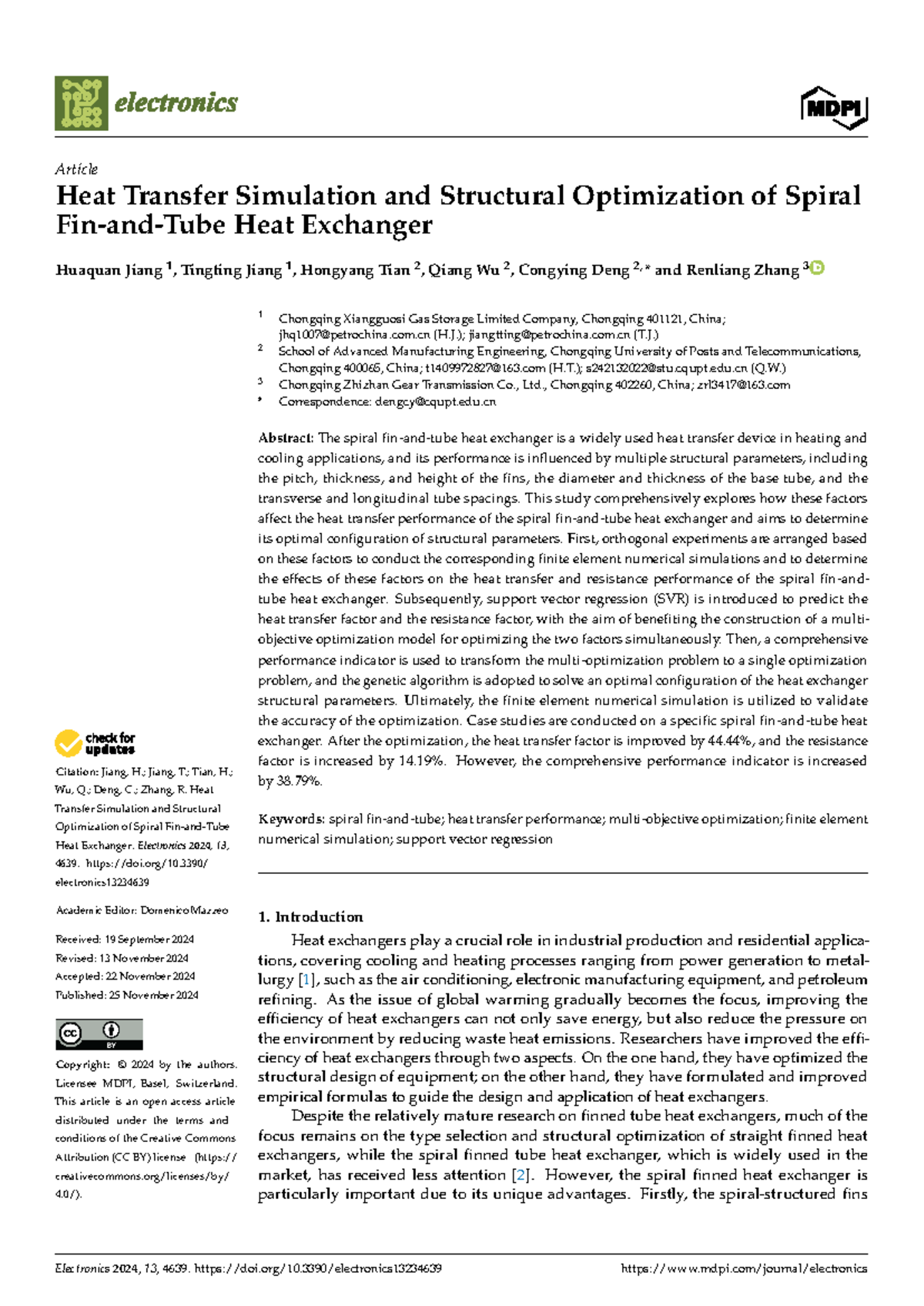 Heat Transfer Simulation and Structural Optimizati - Citation: Jiang, H ...