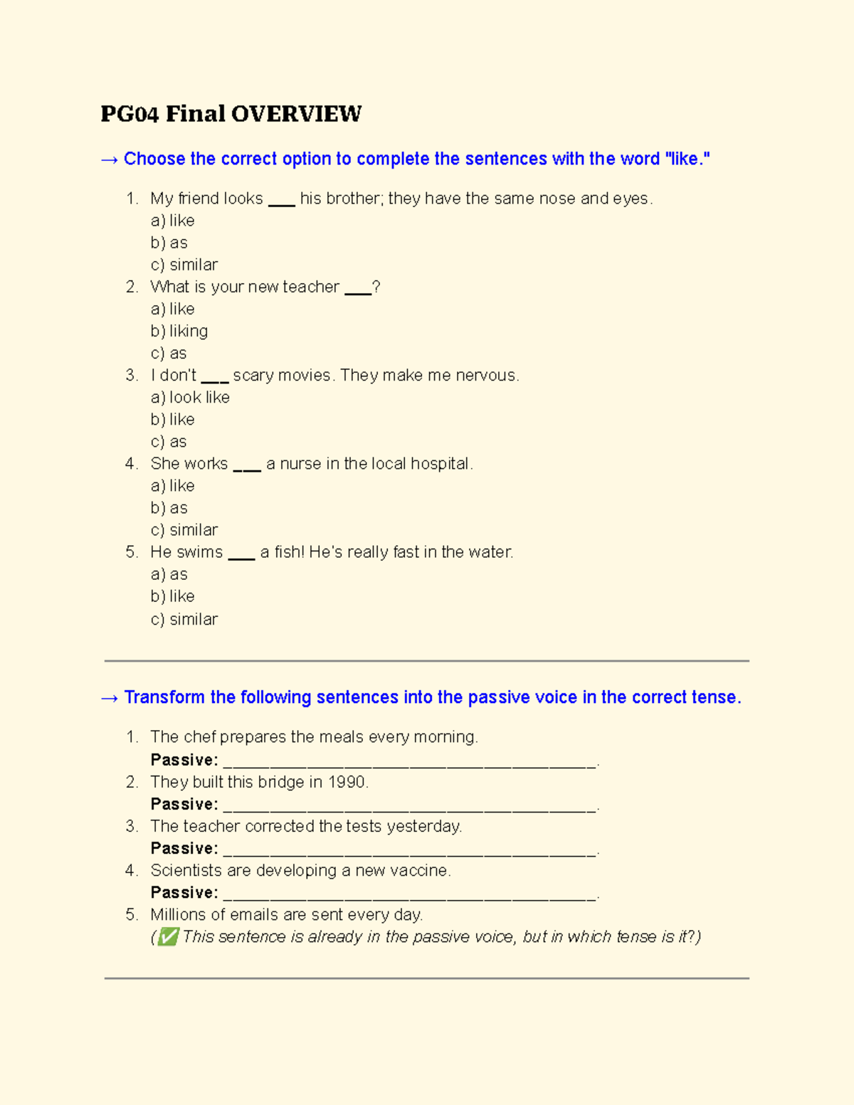 PG04 Final Exam Overview: Grammar & Sentence Structure - Studocu