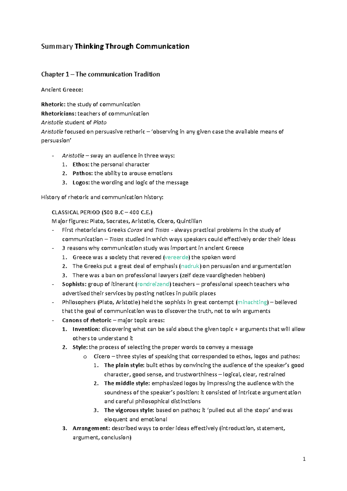 Summary Thinking Through Communication, Sarah Trenholm - Summary ...