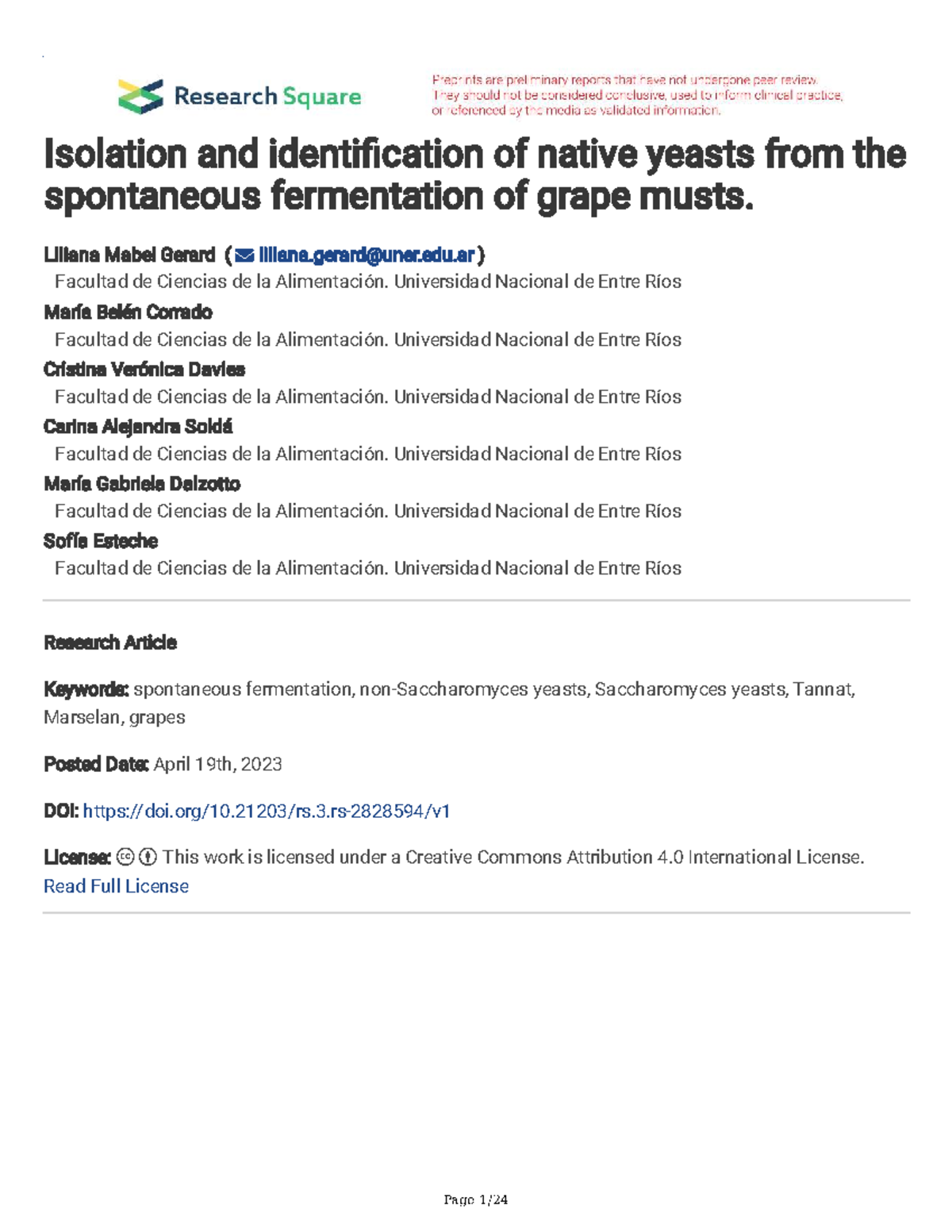 Isolation and Identification of Native Yeasts in Tannat & Marselan ...