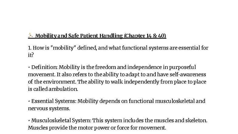 Mobility and Safe Patient Handling: Key Concepts and Nursing Strategies ...