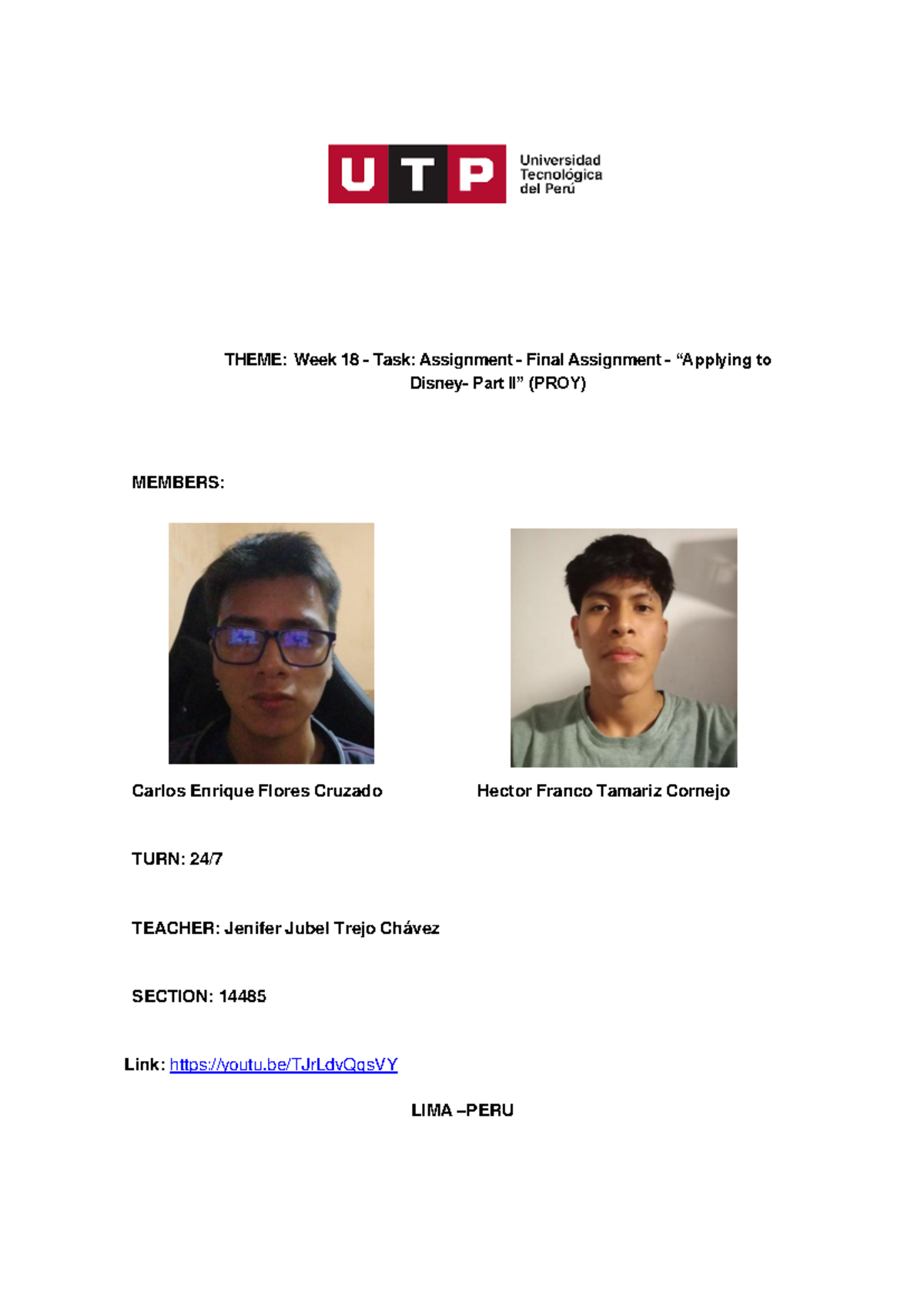 Theme 18 - trabajo final del proyecto 2 - Ingles - THEME: Week 18 - Task: Assignment - Final ...