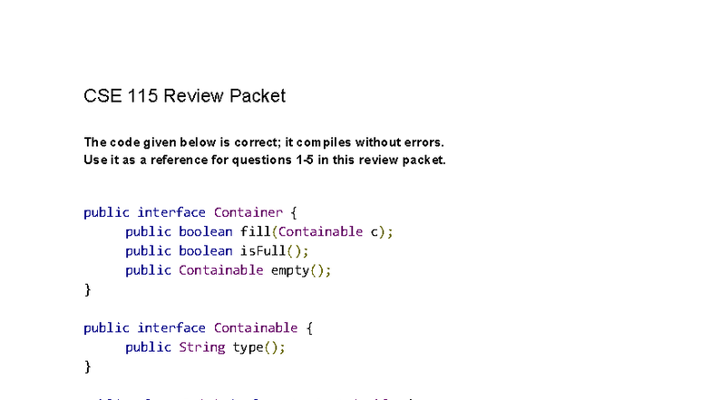 CSE 115 Review Packet: Key Concepts and Code Examples - Studocu