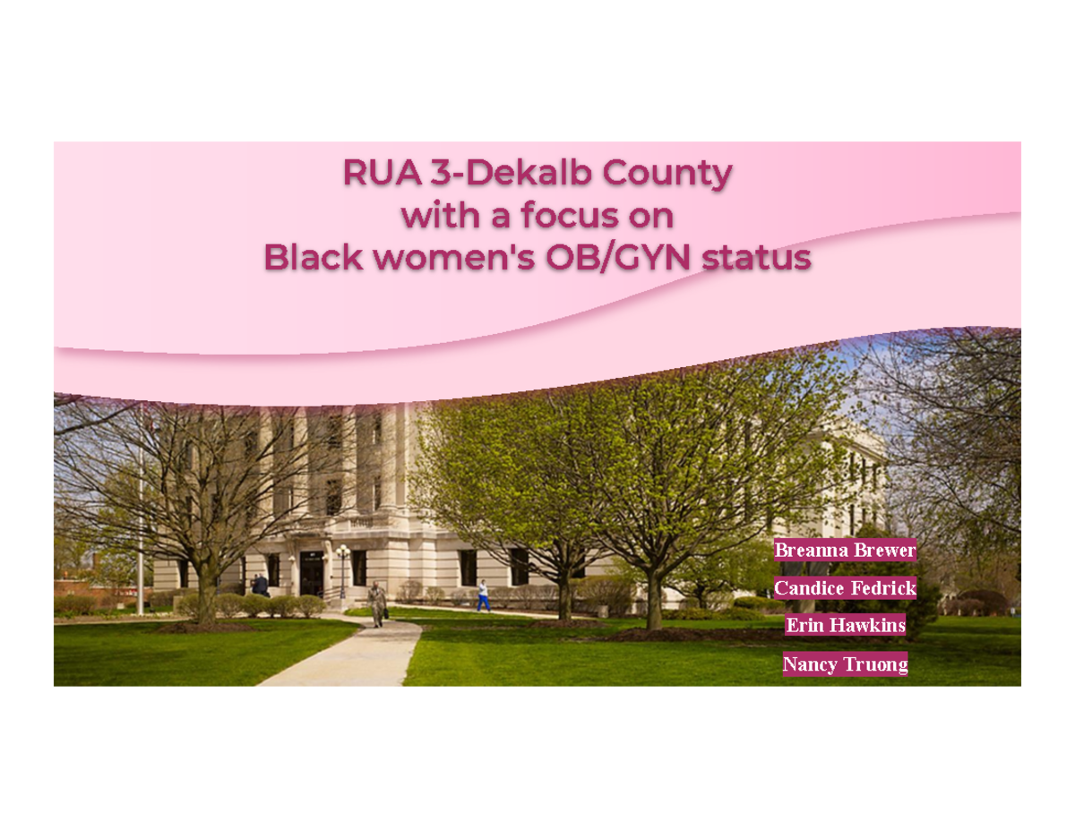 RUA 3 - Black Women's OB/GYN Health Status in DeKalb County - Studocu