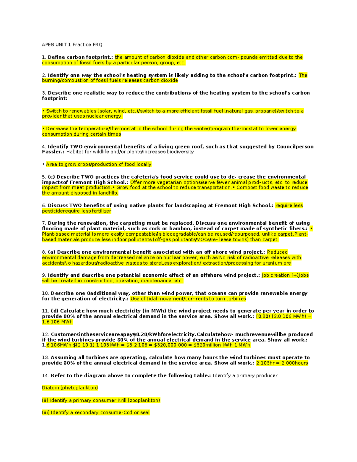 APES UNIT 1 FRQ Practice with Emphasis on Environmental Issues - Studocu