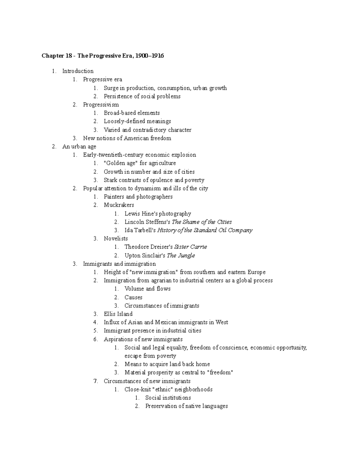 APUSH Chapter 18 Notes: The Progressive Era and Its Impact - Studocu