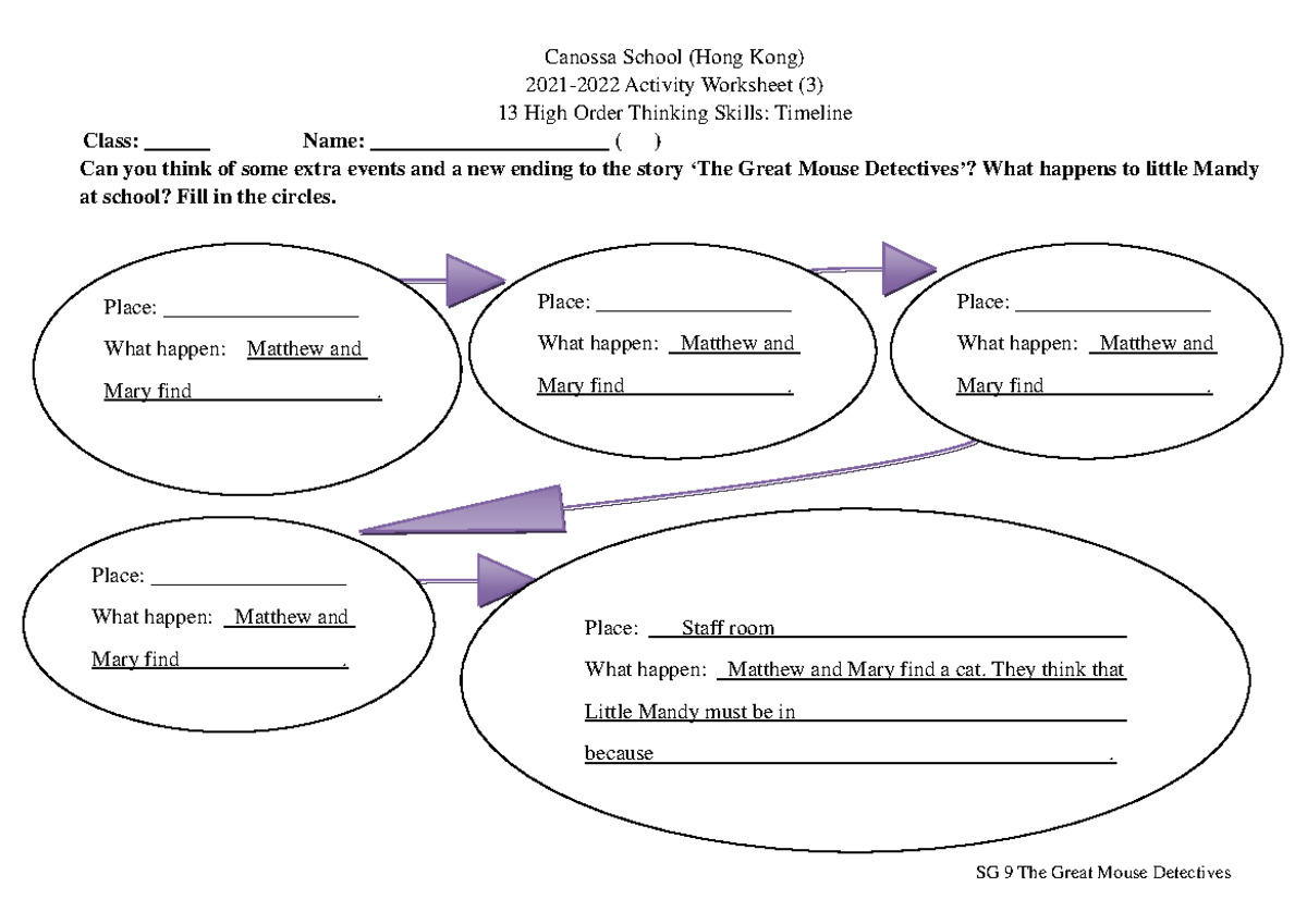 2122Eng P3 SG 9 Activity Worksheet: Great Mouse Detectives Timeline ...