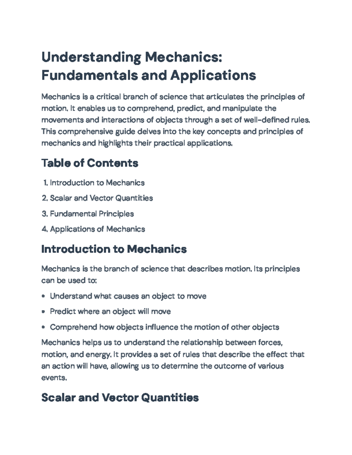 Understanding Mechanics: Principles and Applications Guide ...