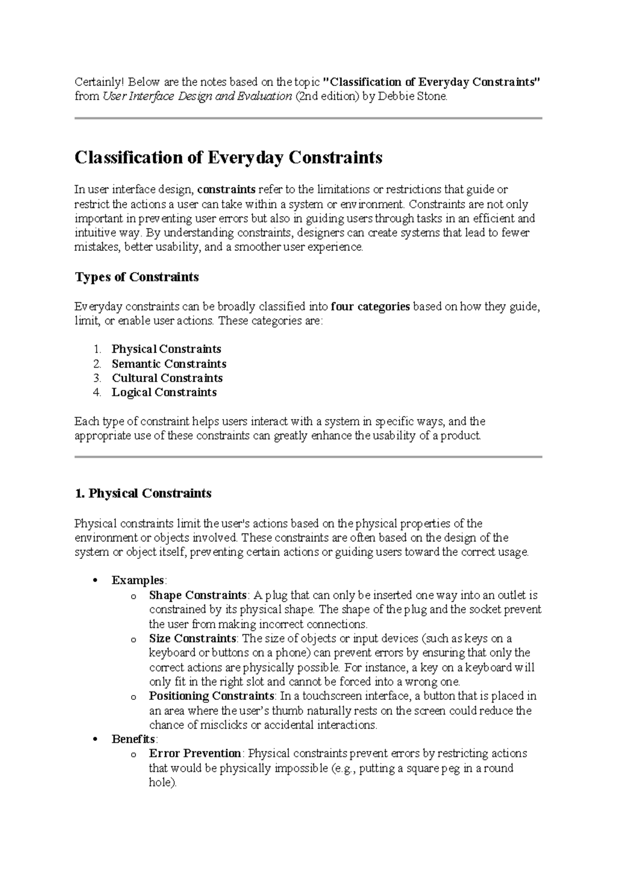 UI Design & Evaluation: Everyday Constraints Overview (UIE 101) - Studocu