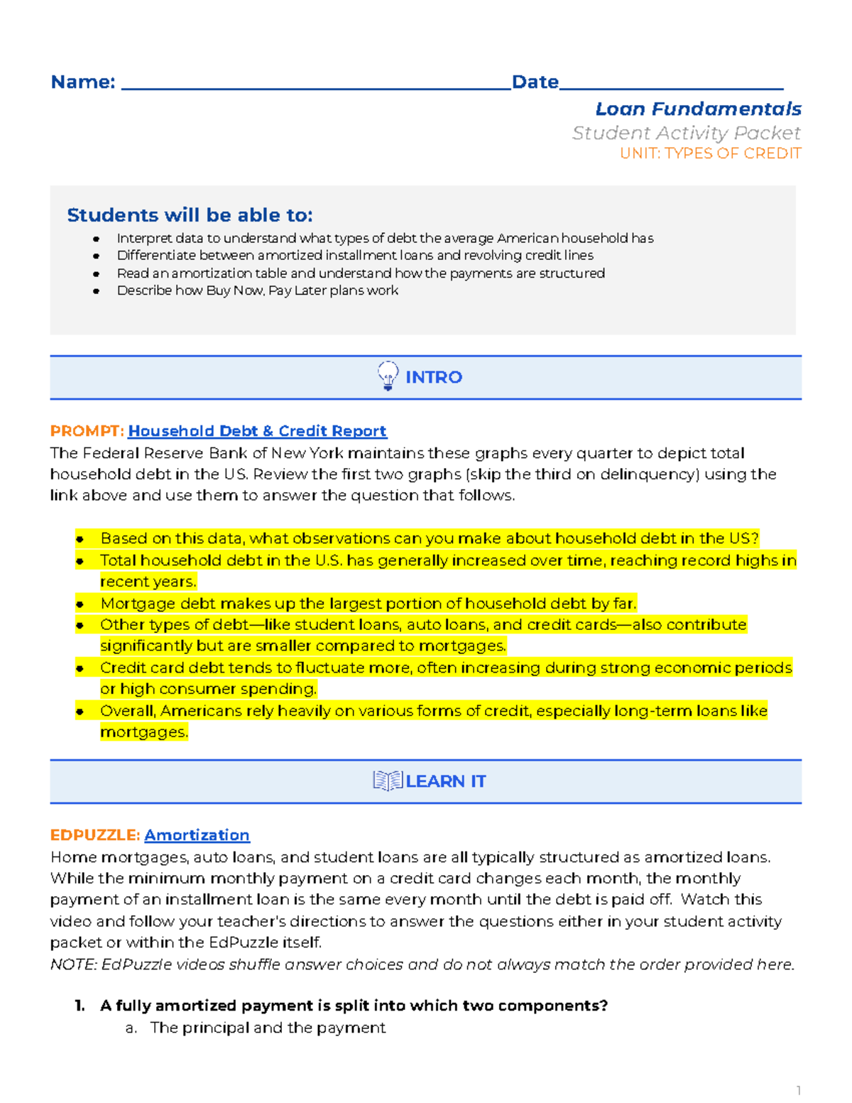 Loan Fundamentals (4.4): Understanding Types of Credit and Amortization ...