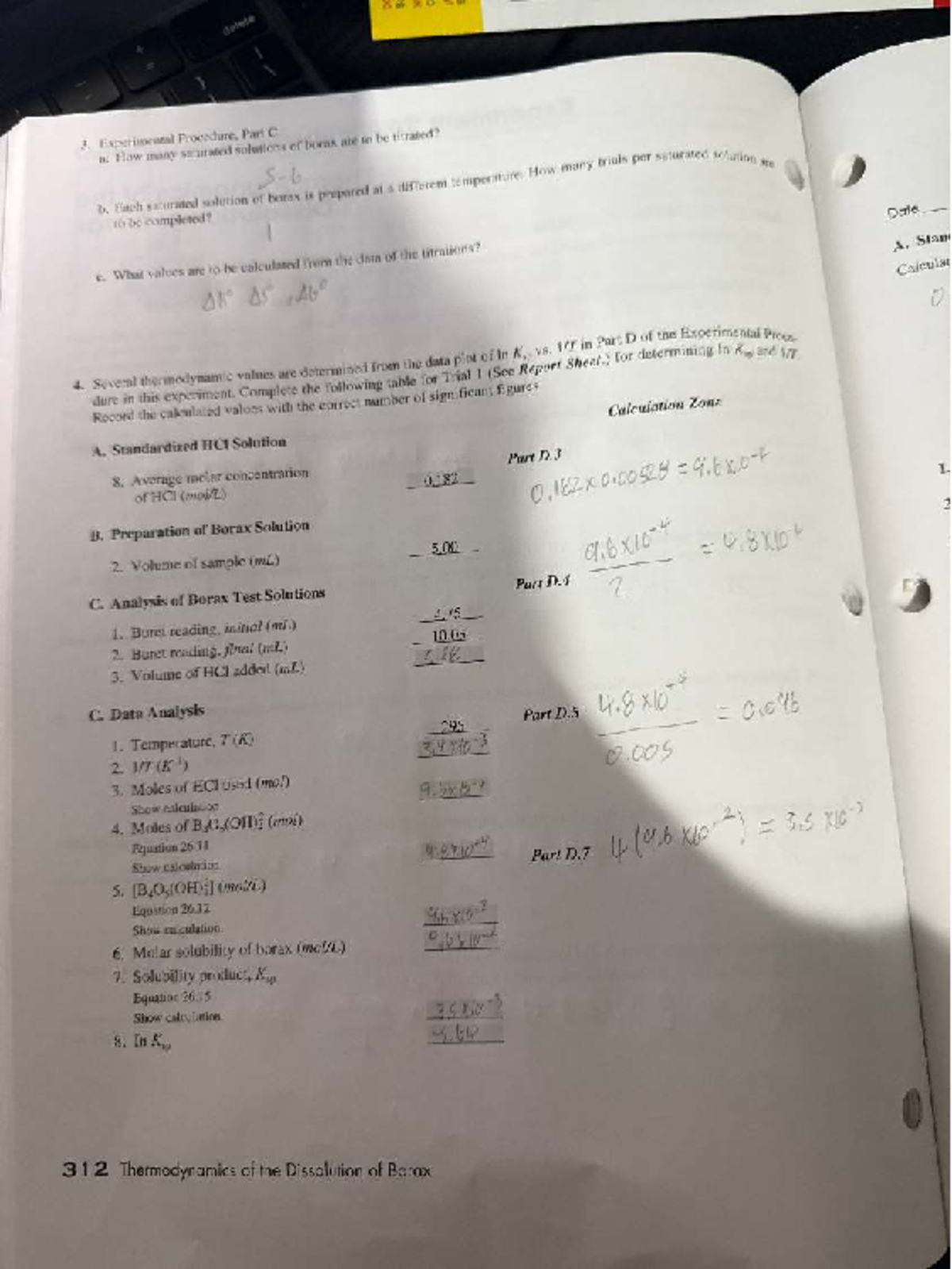6762D302: Thermodynamics of Borax Dissolution - Experimental Procedure ...