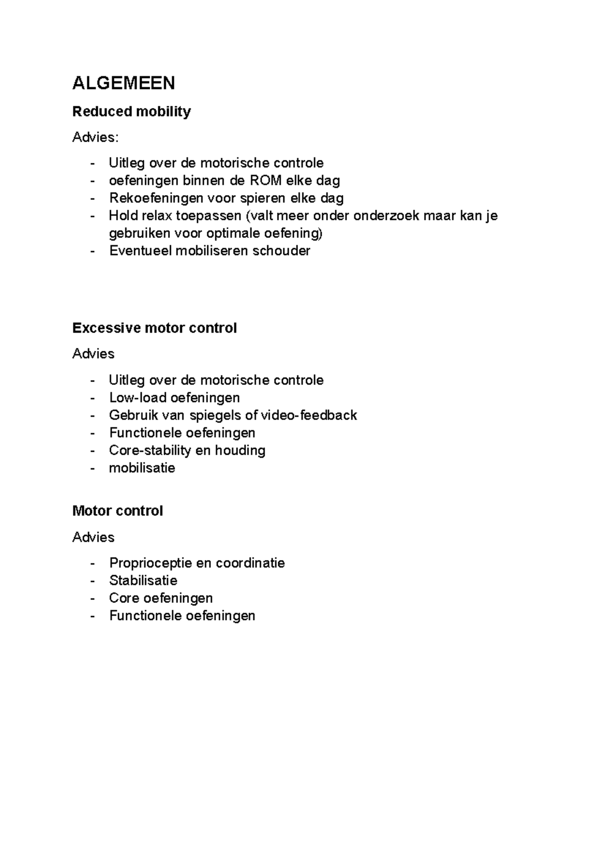 ALGEMEEN Behandeling van Aandoeningen: Fases en Adviezen voor Herstel ...
