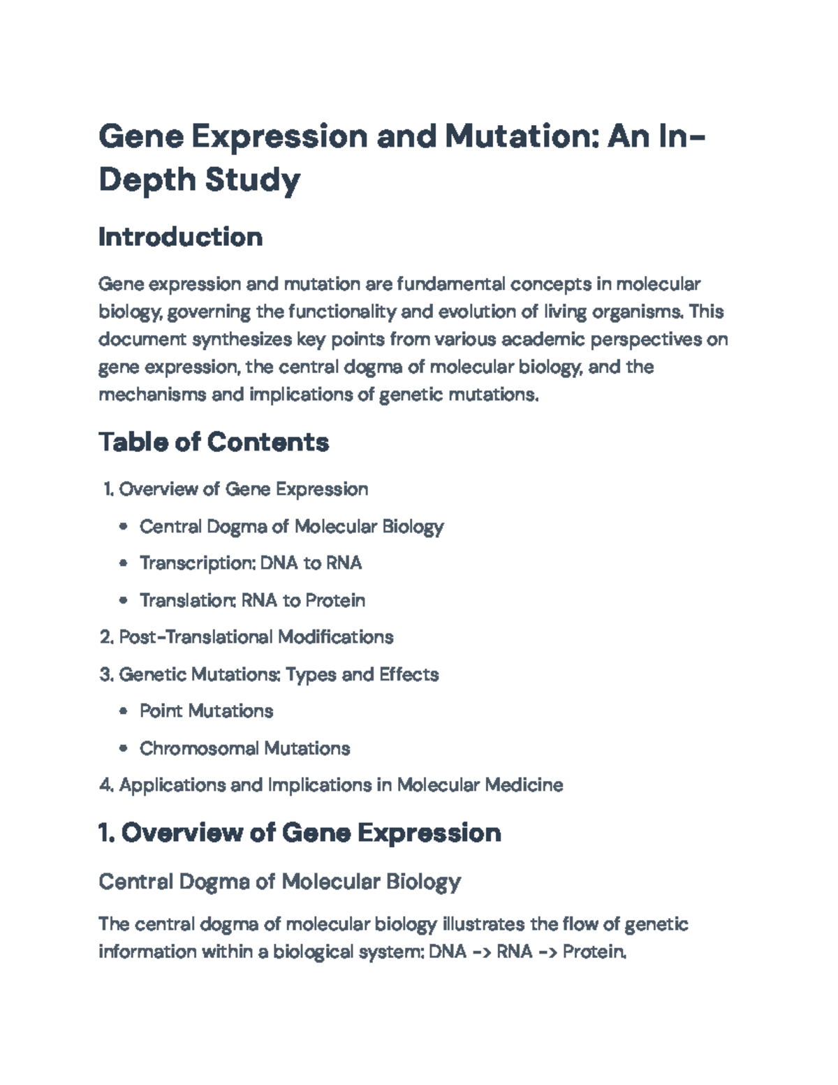 Gene Expression & Mutation: Insights for Molecular Biology (BIO101 ...