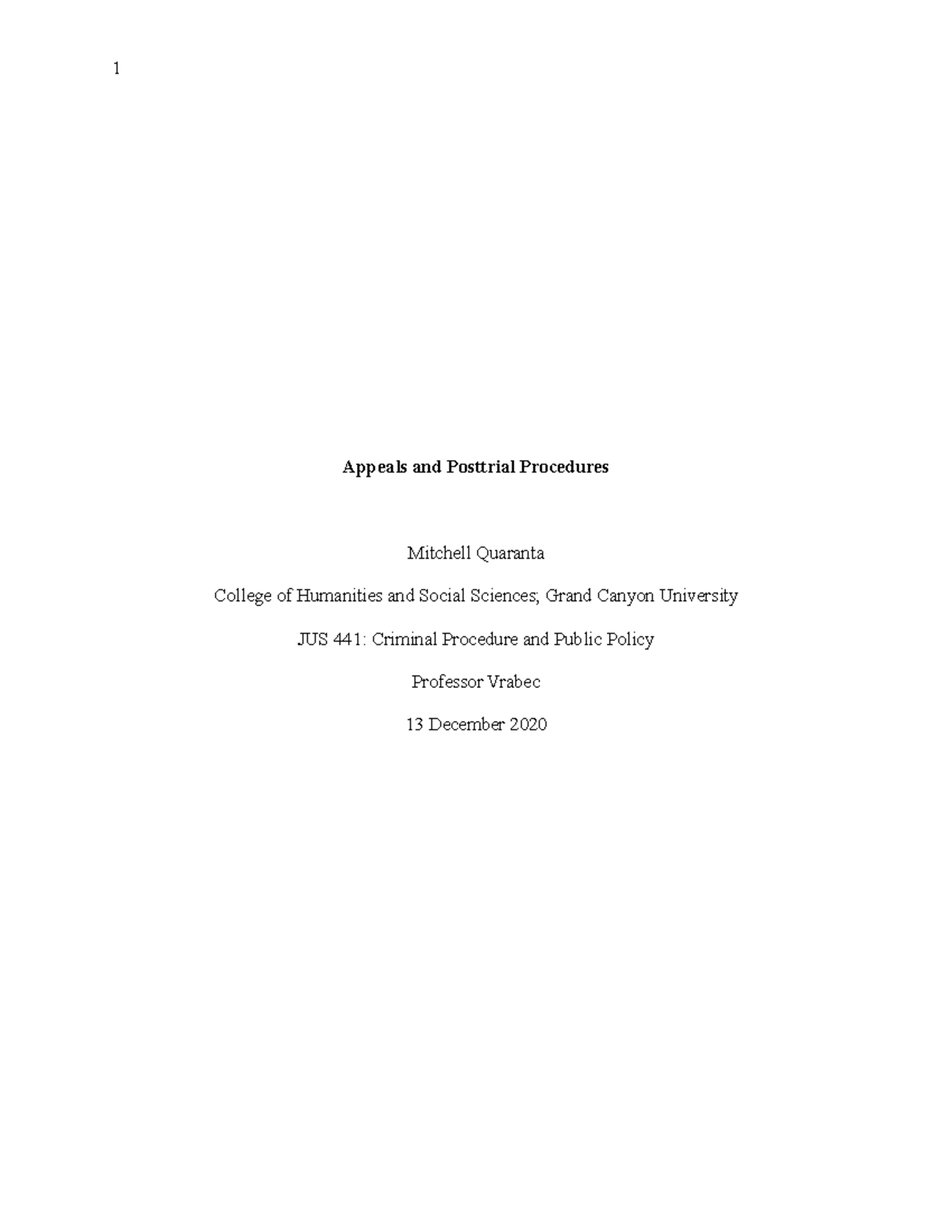 JUS 441 Final Exam: Overview of Appeals and Posttrial Procedures - Studocu