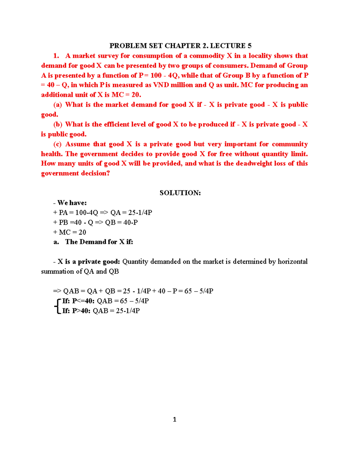 Answers Key: Problem Set CH2 - Lecture 5 Solutions - Studocu