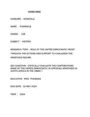 [Solved] TRC essay - history coming of democracy - Studocu