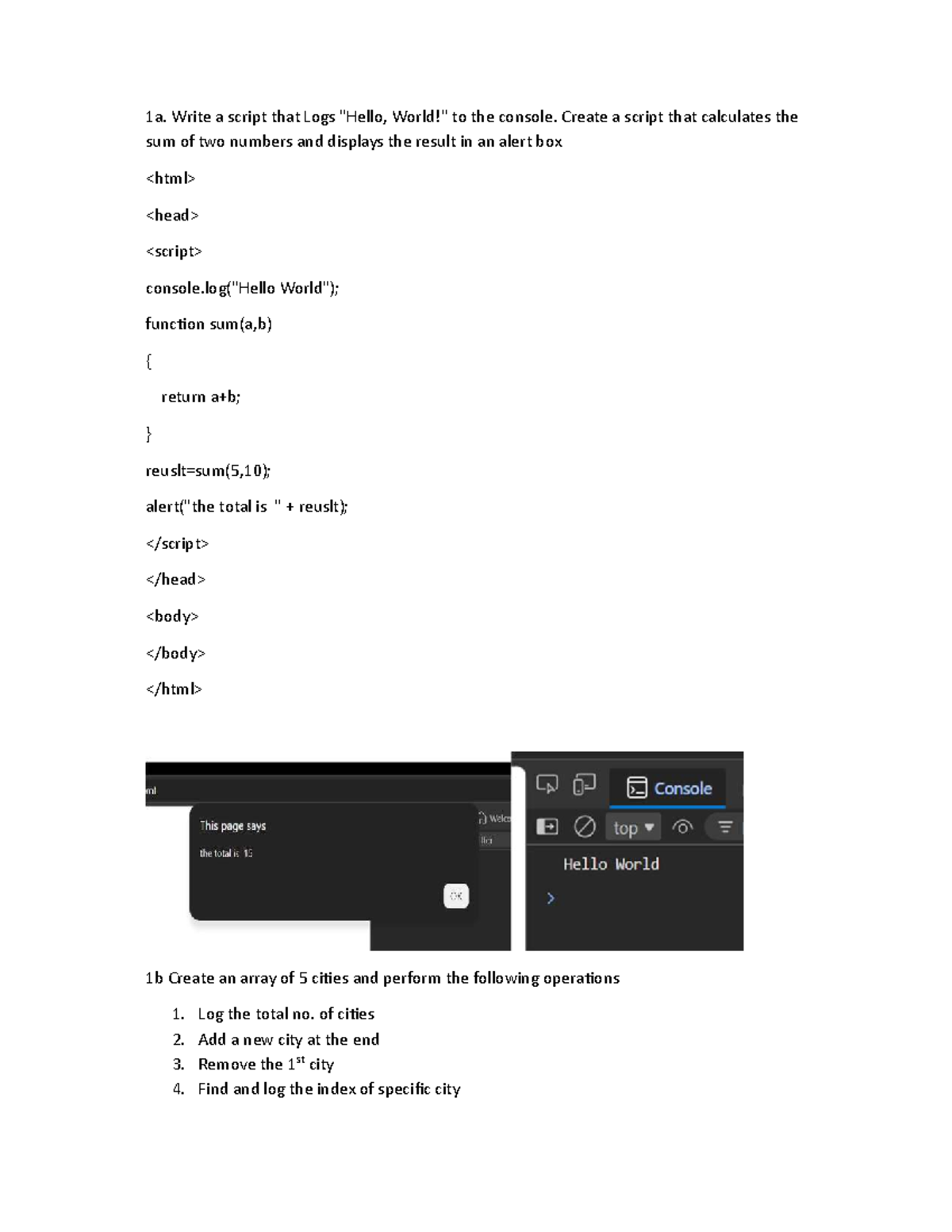 FSD Lab Report Final - JavaScript Basics and DOM Manipulation - Studocu