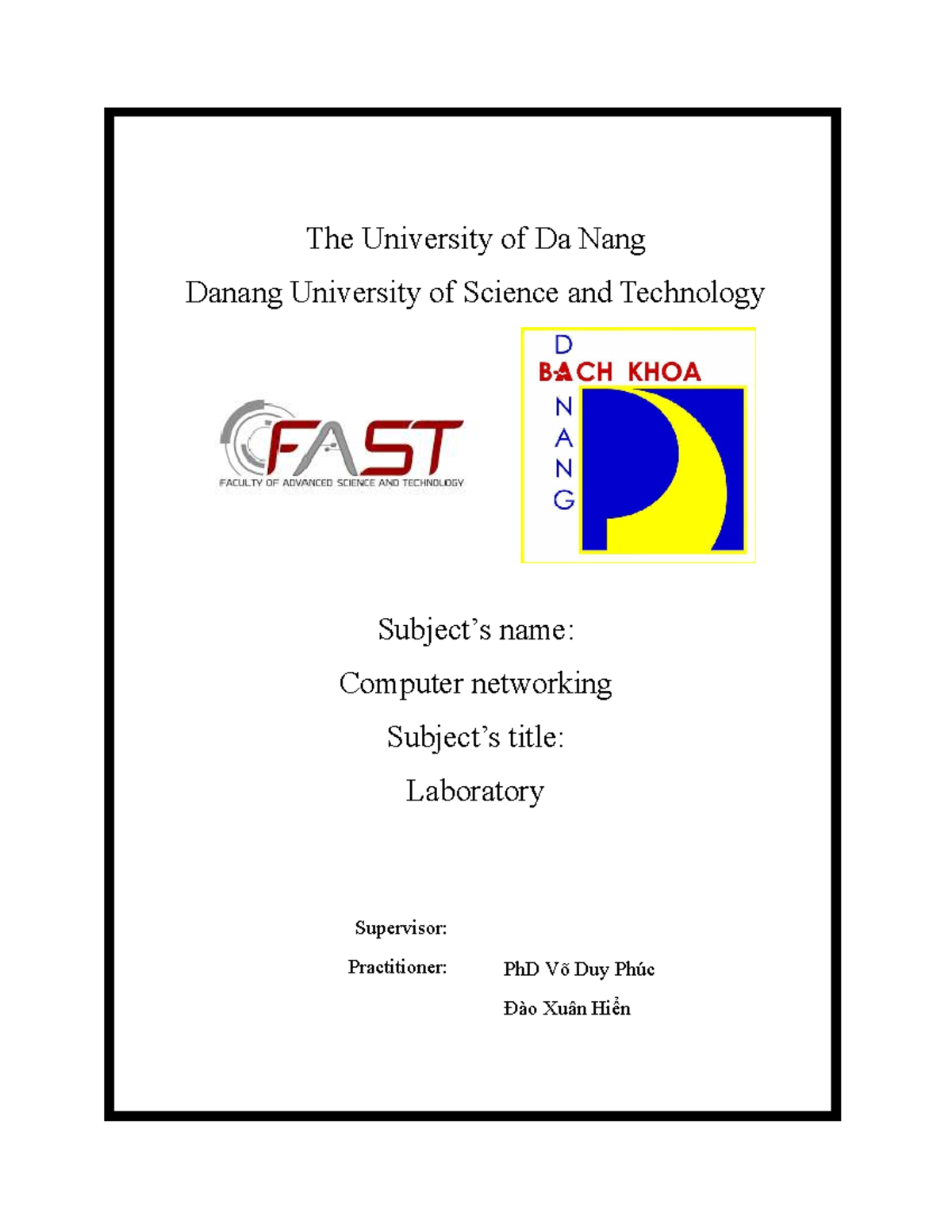 Lab Exercises for Computer Networking (CNT101) - Đào Xuân Hiển - Studocu