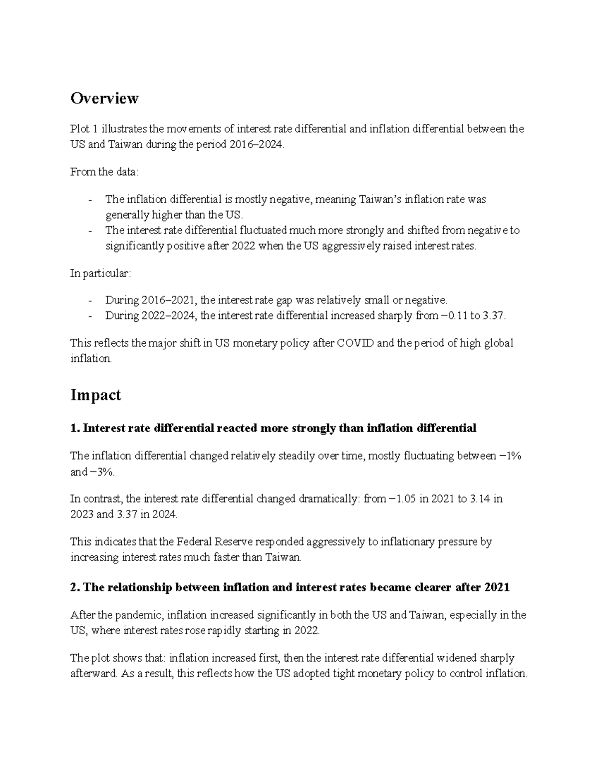 Analysis of Interest Rate & Inflation Differentials: US vs Taiwan - Studocu