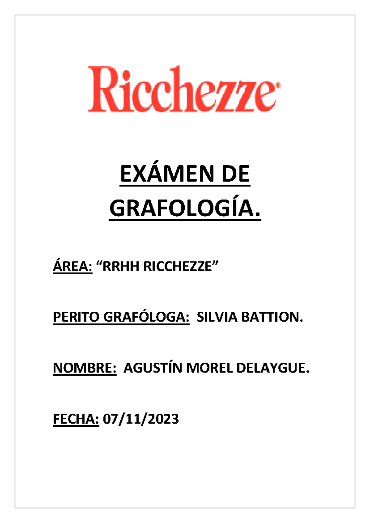 Exámen DE Grafología - TTTTT - Derecho de Familia y Suceciones 2022 ...