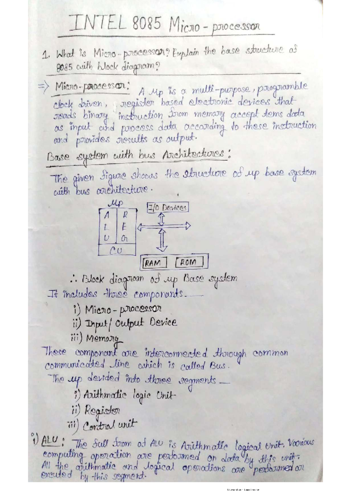 Microprocessor Notes: INTEL 8085 Structure & Functionality - Studocu