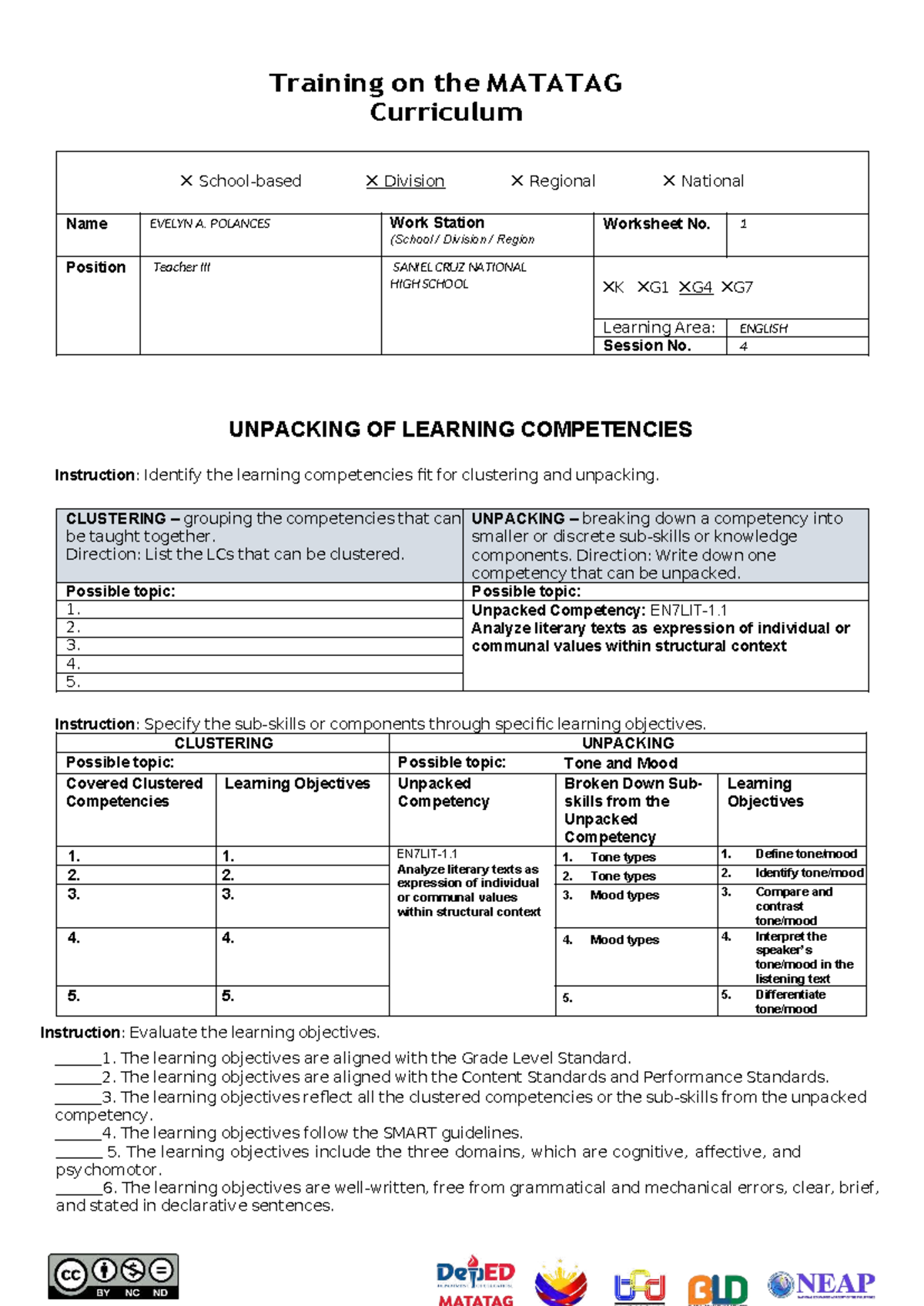 Matatag 2 worksheet-1-session-5 - Curriculum 𐄂 School-based 𐄂 Division ...