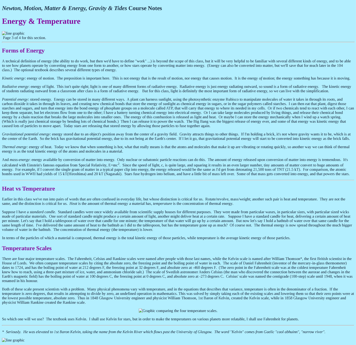 Energy & Temperature Course Notes (Newton, Motion, Matter & Energy ...