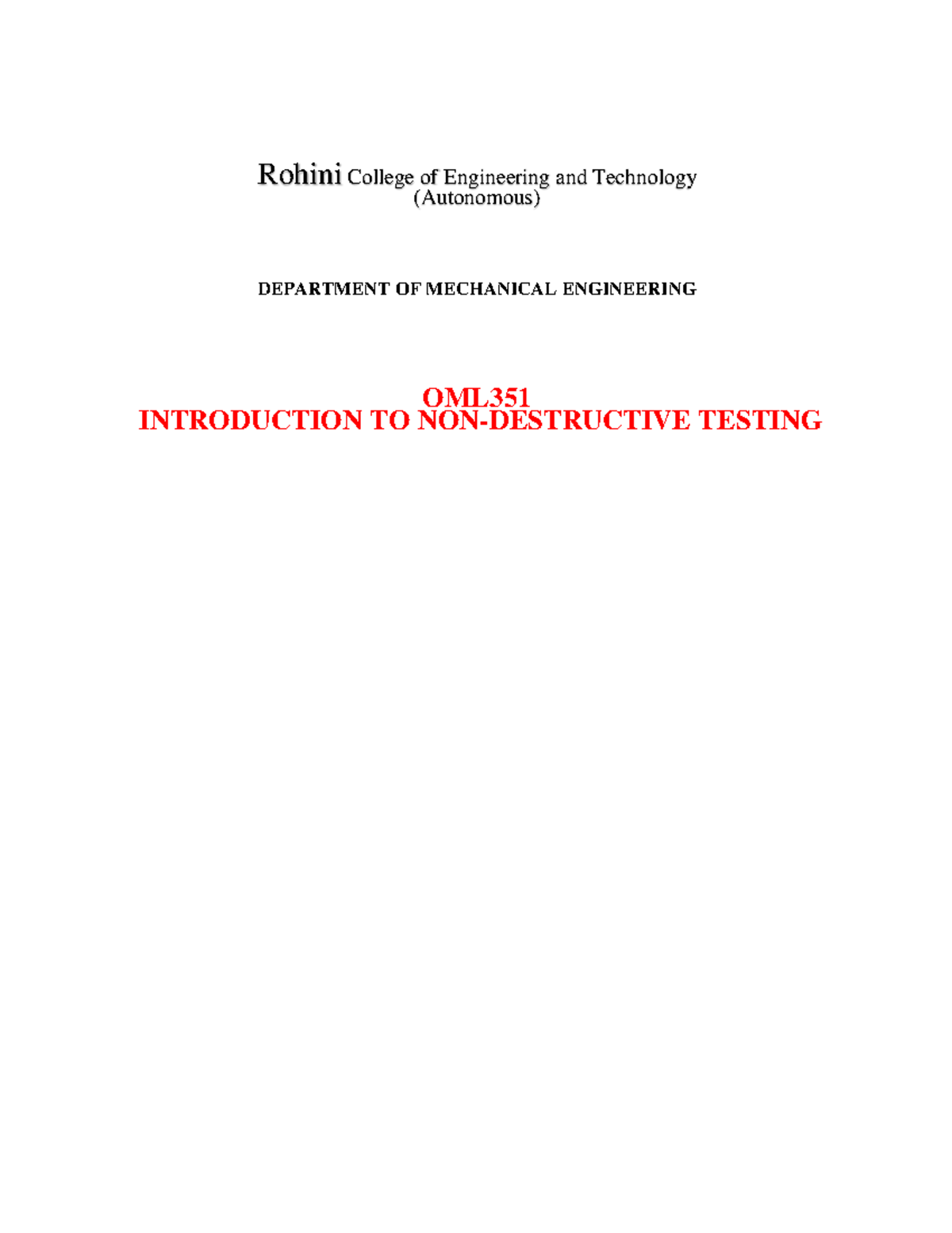 UNIT 1 - OML351 INTRODUCTION TO NON-DESTRUCTIVE TESTING: NDT Basics ...