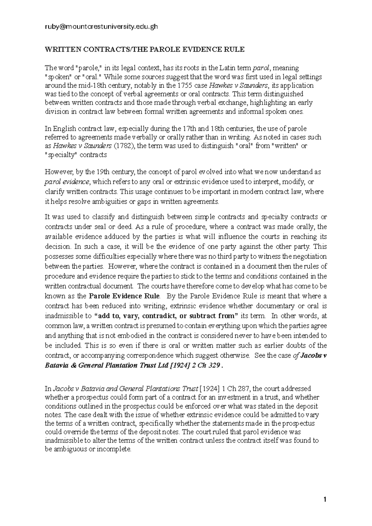 The Parole Evidence Rule Explained: Legal Insights and Case Studies ...