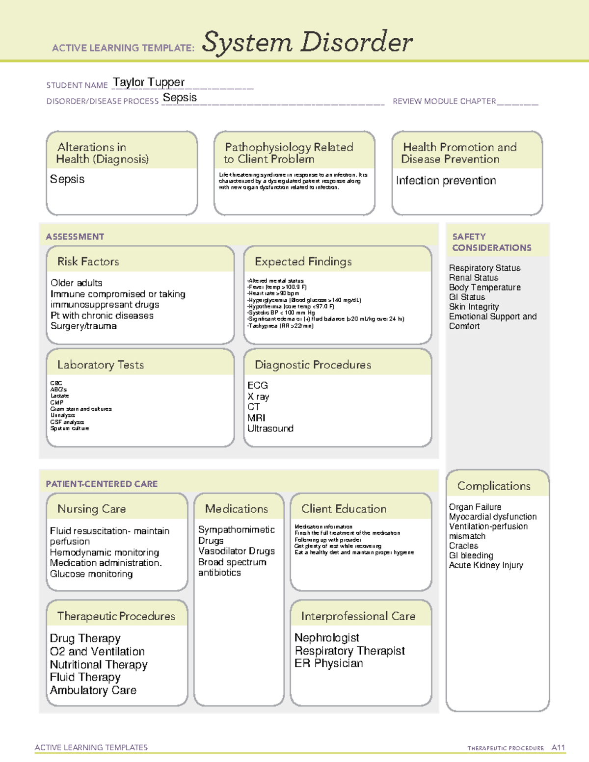 Sepsis system disorder template ati - ACTIVE LEARNING TEMPLATES ...